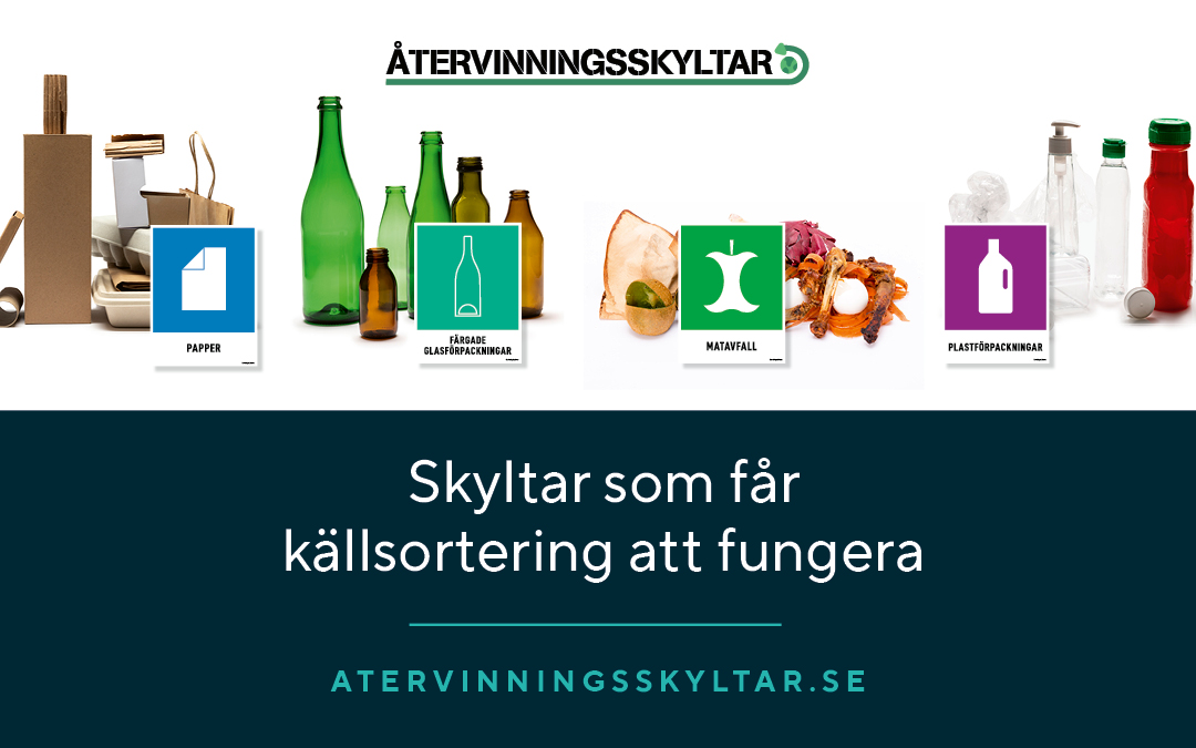 Skyltar för källsortering enligt nordisk standard